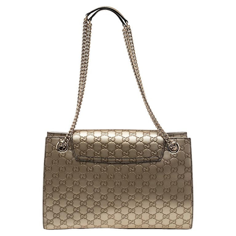 Gucci Metallic Gold Guccissima Leather Large Emily Chain Shoulder Bag ...