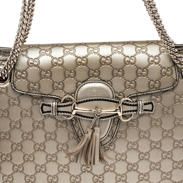 Gucci Metallic Gold Guccissima Leather Large Emily Chain Shoulder Bag ...
