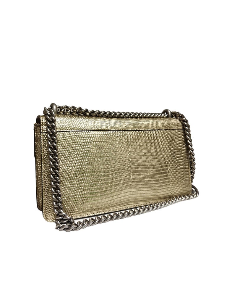 Gucci metallic gold lizard Dionysus shoulder bag NWOT For Sale at 1stDibs