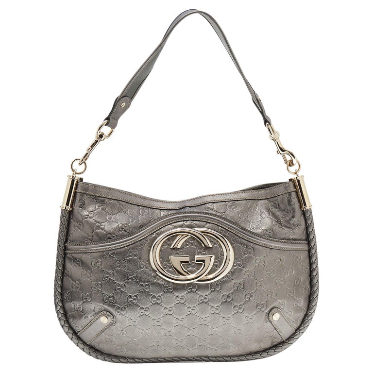 Gucci Metallic Grey Guccissima Leather Medium Britt Shoulder Bag For ...