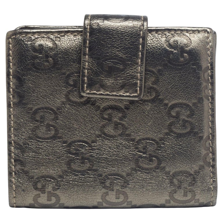 Gucci Metallic Gun Metal Guccissima Leather Compact Wallet For Sale at ...