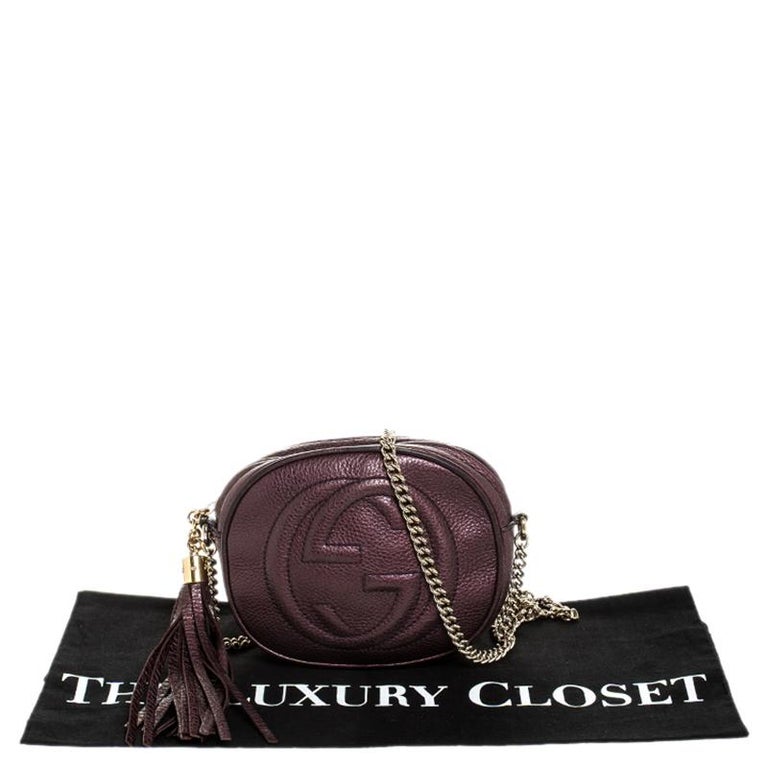 Gucci Metallic Maroon Leather Mini Soho Disco Chain Crossbody Bag For ...