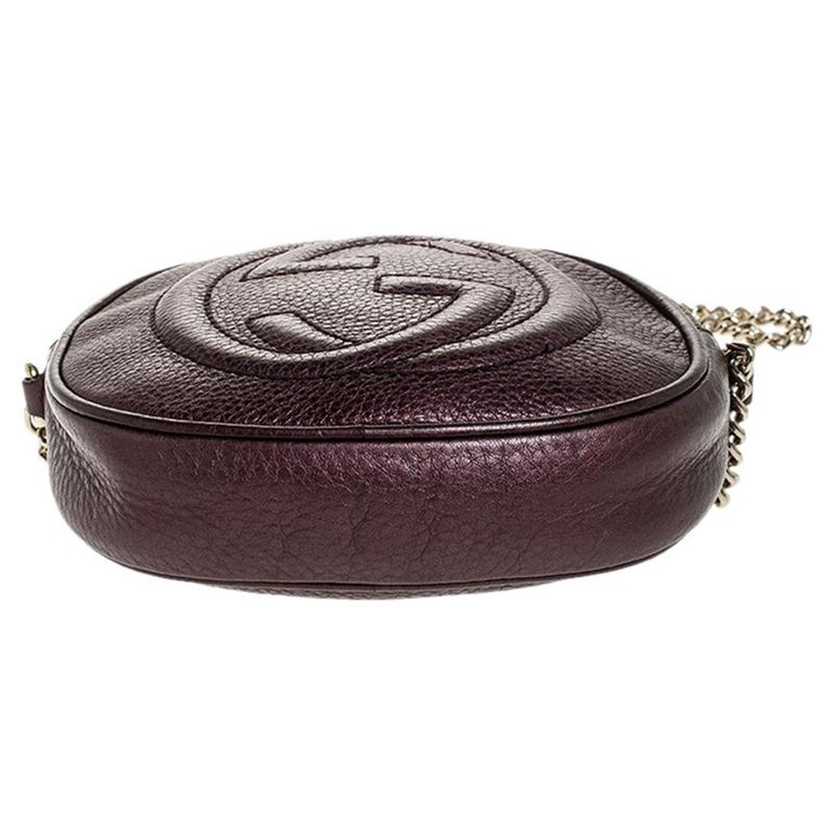 Gucci Metallic Maroon Leather Mini Soho Disco Chain Crossbody Bag For ...