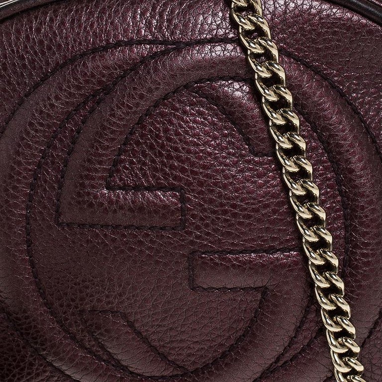 Gucci Metallic Maroon Leather Mini Soho Disco Chain Crossbody Bag For ...