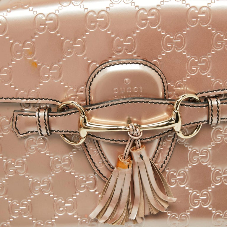 Gucci Metallic Pink Guccissima Glossy Leather Medium Emily Shoulder Bag ...
