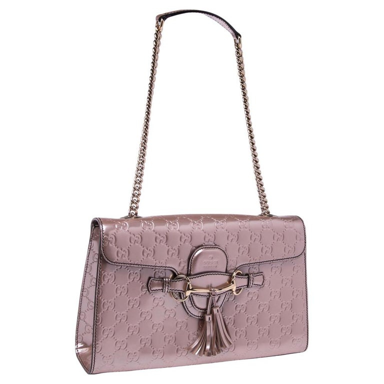 Gucci Metallic Pink Guccissima Leather Medium Emily Chain Shoulder Bag ...