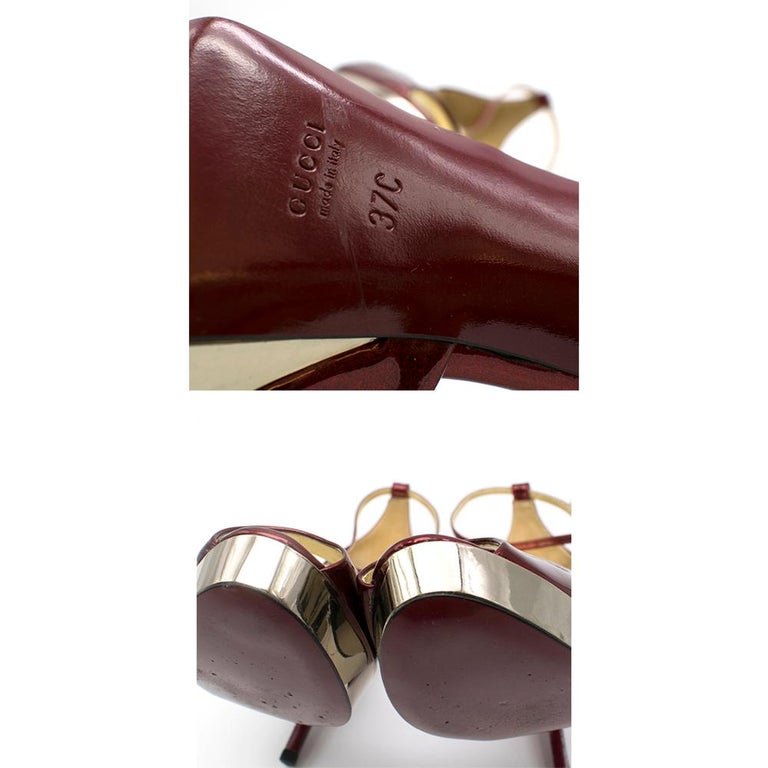 Gucci Metallic Red Platform Sandals 37 at 1stDibs