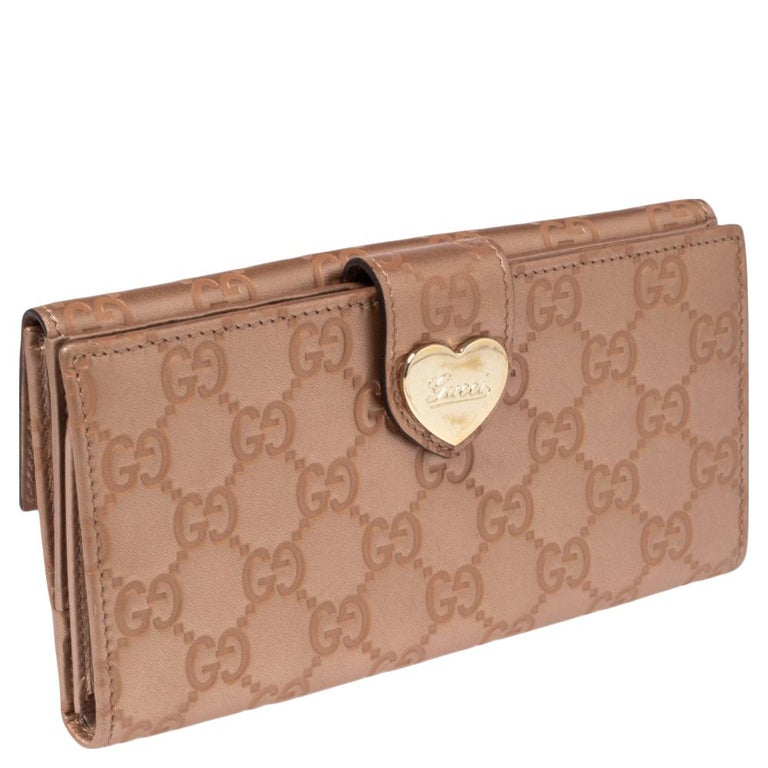 Gucci Metallic Rose Gold Guccissima Leather Flap Continental Wallet For ...