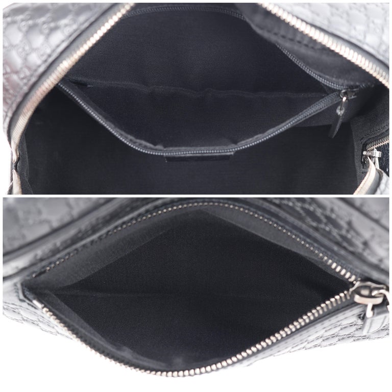 GUCCI “Microguccissima” Black Embossed Leather Zip Cosmetic Toiletry ...
