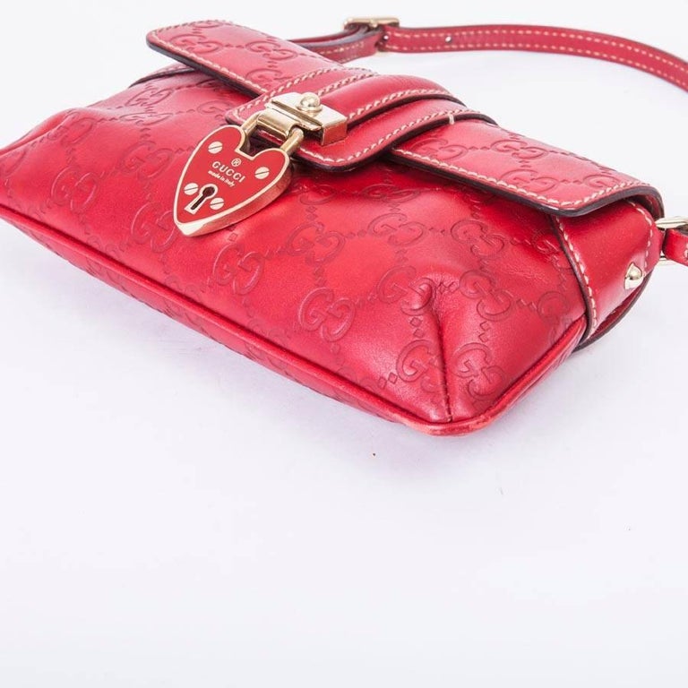GUCCI Mini Bag in GG Embossed Red Leather For Sale at 1stDibs | gg ...