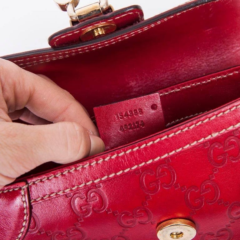 GUCCI Mini Bag in GG Embossed Red Leather For Sale at 1stDibs | gg ...