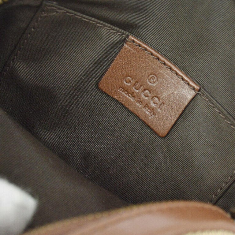 Gucci Monogram Brown Leather Round Gold Logo Charm Mini Small Shoulder ...