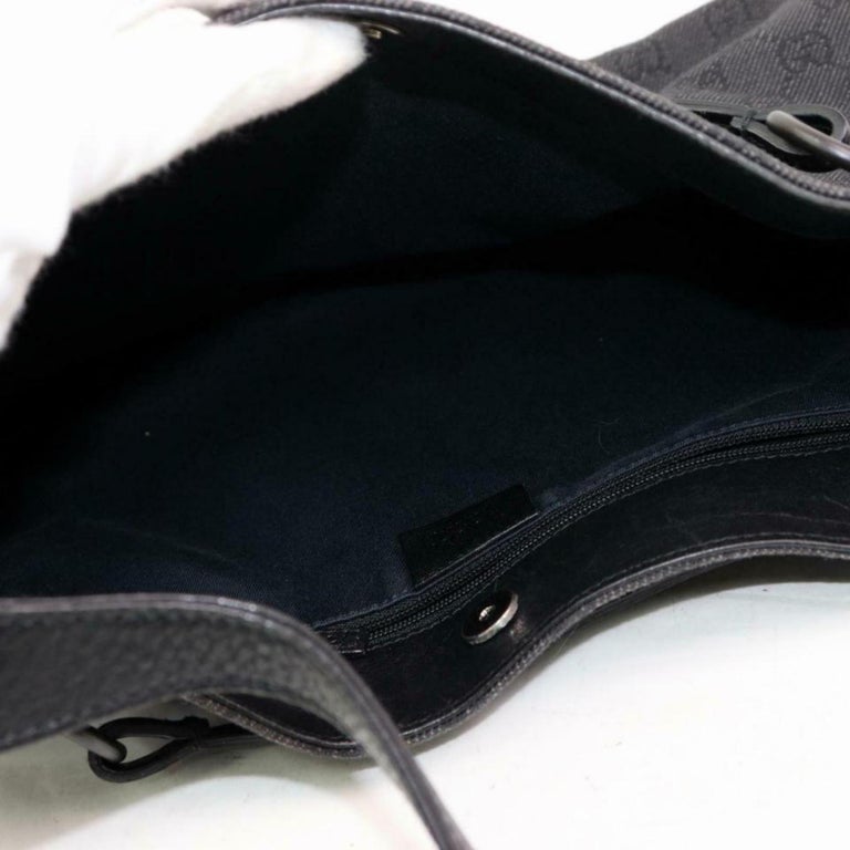 Gucci Monogram Drawstring Horesbit Hobo 870261 Black Canvas Shoulder ...