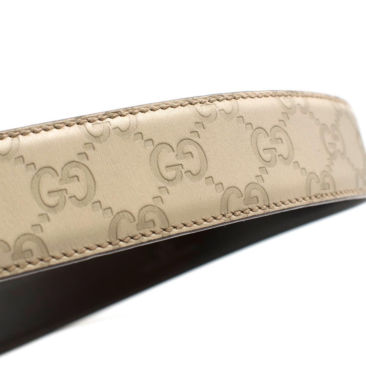 Gucci Monogram Ecru GG Leather Belt at 1stDibs