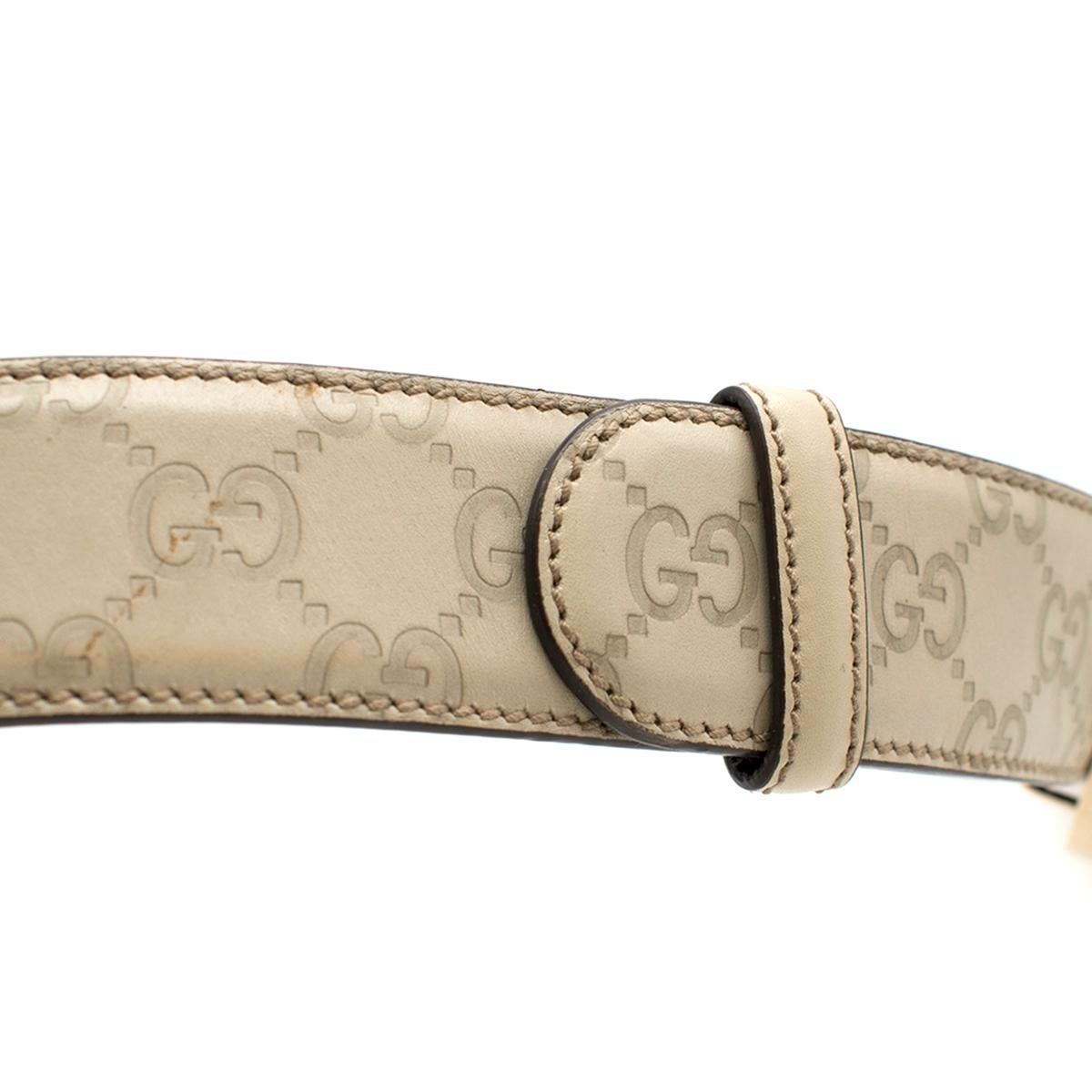 Gucci Monogram Ecru GG Leather Belt at 1stDibs