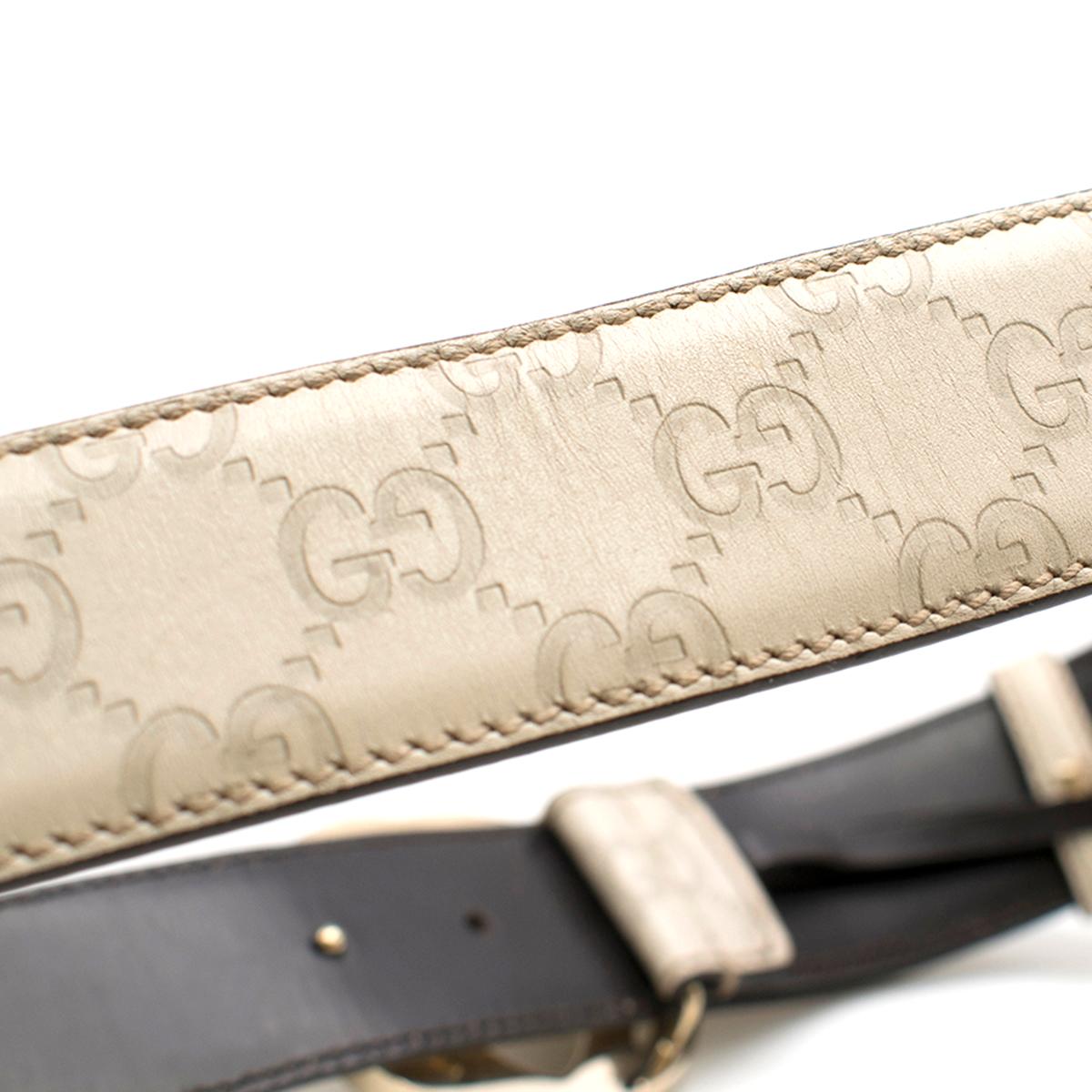 Gucci Monogram Ecru GG Leather Belt at 1stDibs