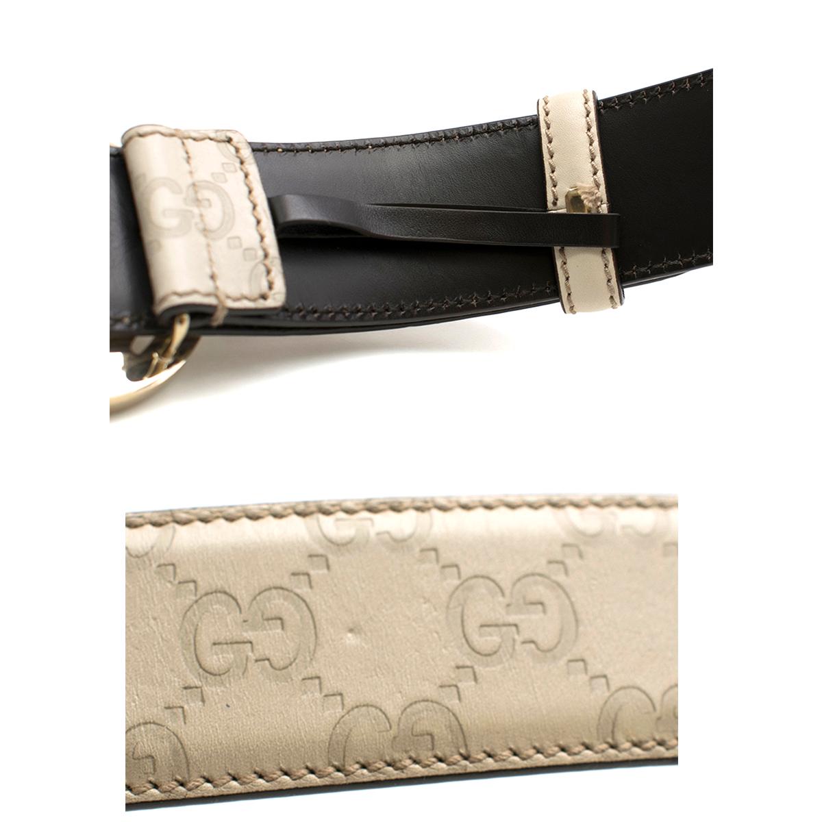 Gucci Monogram Ecru GG Leather Belt at 1stDibs