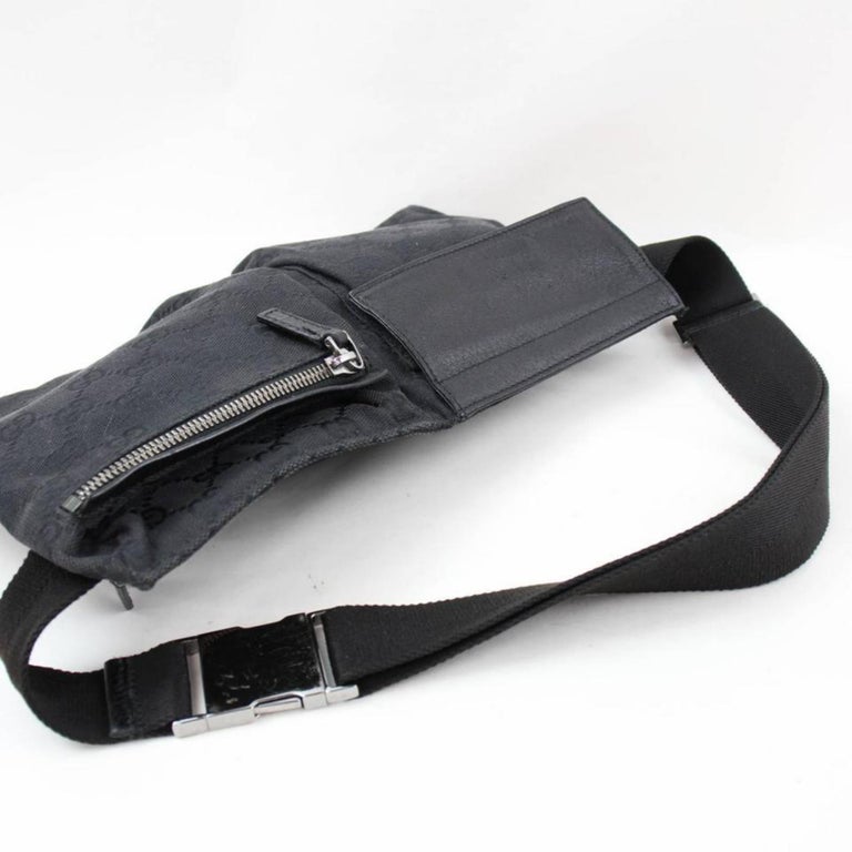 Gucci Monogram Gg Fanny Pack Waist Pouch 867135 Black Coated Canvas ...