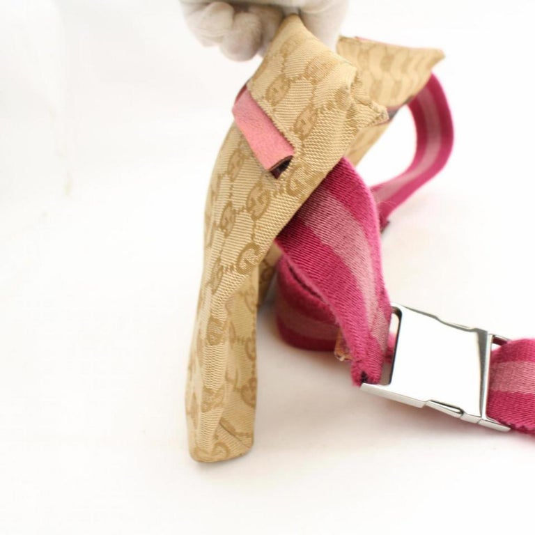 Gucci Monogram Gg Fanny Pack Waist Pouch 868096 Pink Canvas Cross Body ...