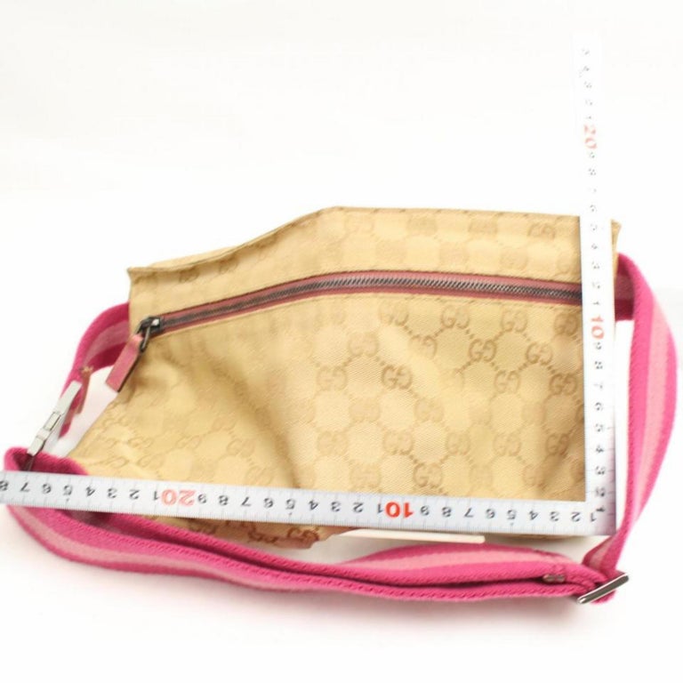 Gucci Monogram Gg Fanny Pack Waist Pouch 868096 Pink Canvas Cross Body ...