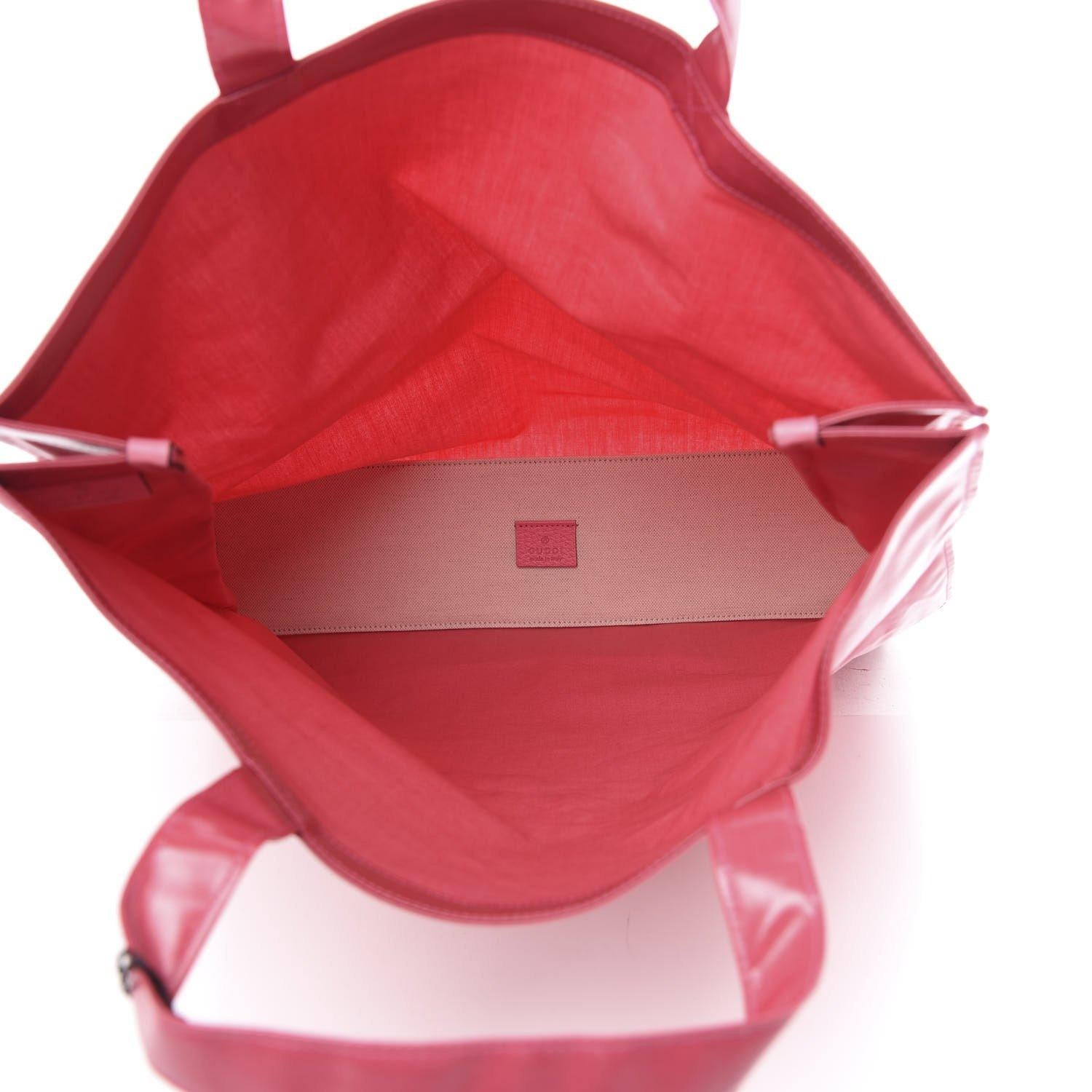 Gucci Montecarlo Crystal Glam Pink Patent Logo Medium Tote Bag For Sale ...