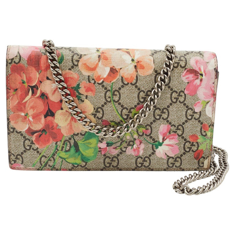 Gucci Multicolor Blooms Print GG Supreme Canvas and Leather Wallet on ...