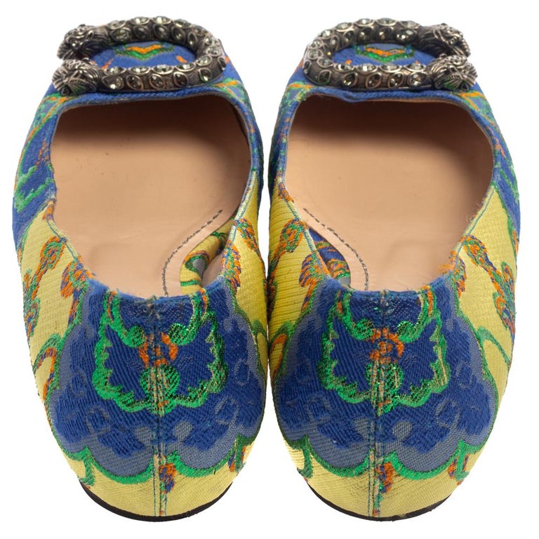 Gucci Multicolor Brocade Fabric Dionysus Ballet Flats Size 37.5 For ...