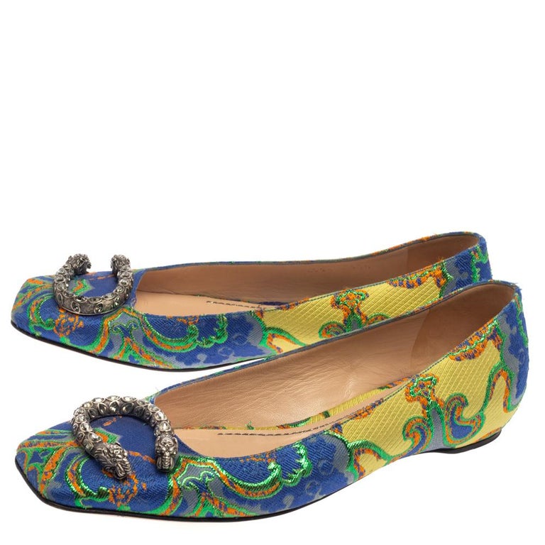 Gucci Multicolor Brocade Fabric Dionysus Ballet Flats Size 37.5 For ...