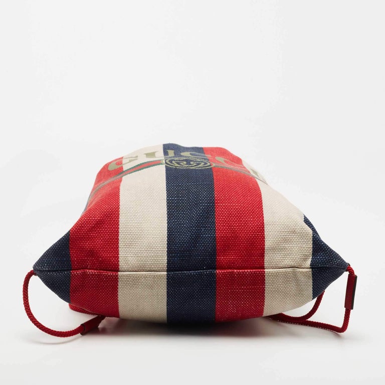 Gucci Multicolor Canvas Sylvie Stripe Drawstring Backpack For Sale at ...