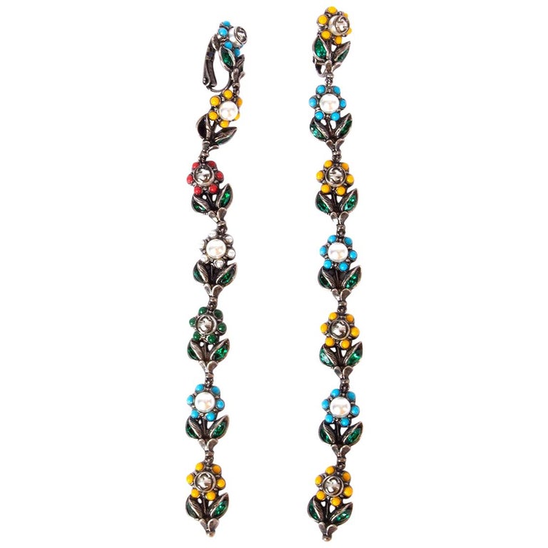 GUCCI multicolor DAISY Floral Drop Earrings at 1stDibs