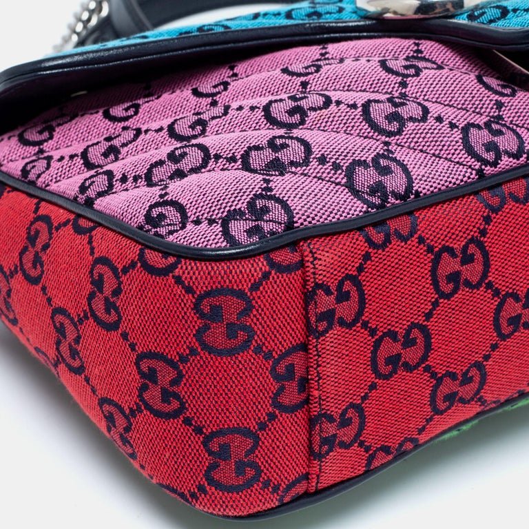 Gucci Multicolor Diagonal Quilt GG Canvas and Leather Small GG Marmont ...