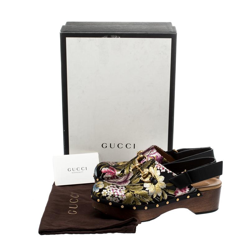 Gucci Multicolor Floral Jacquard Horsebit Amstel Slingback Clogs Size ...