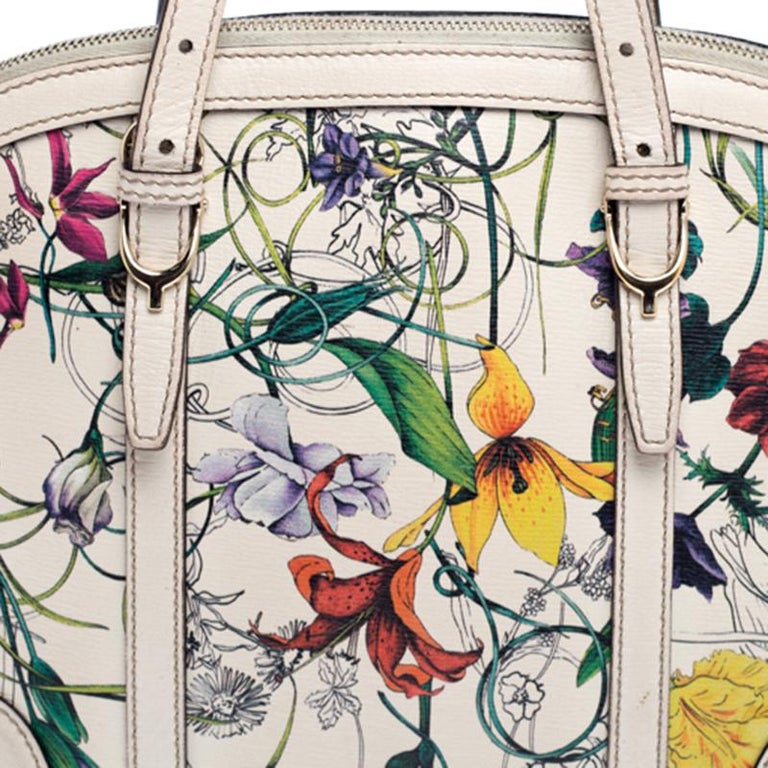 Gucci Multicolor Floral Print Leather Nice Satchel at 1stDibs