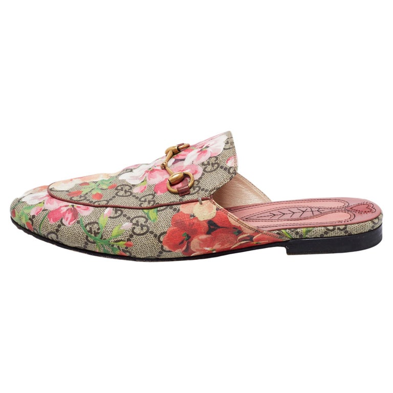 Gucci Multicolor GG Supreme Bloom Canvas Princetown Horsebit Mules Size ...