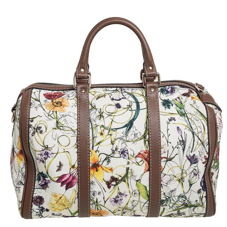 Gucci Multicolor Infinity Flora Print Canvas and Leather Medium Boston ...