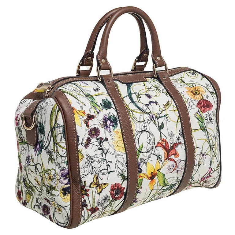 Gucci Multicolor Infinity Flora Print Canvas and Leather Medium Boston ...