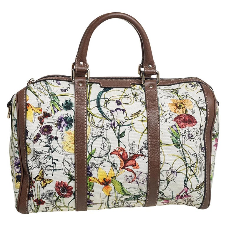 Gucci Multicolor Infinity Flora Print Canvas and Leather Medium Boston ...