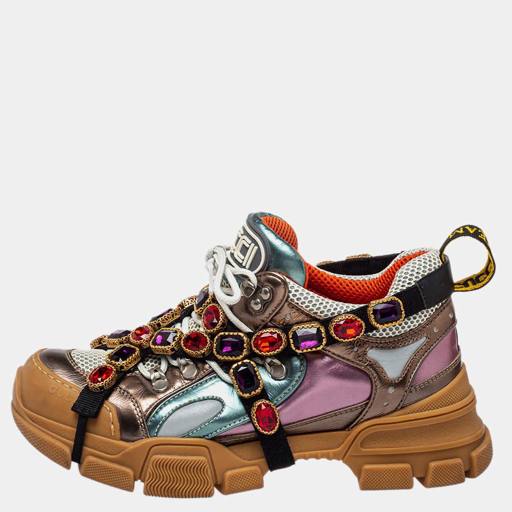 Gucci Multicolor Leather And Mesh Flashtrek Sneakers Size 39 For Sale ...