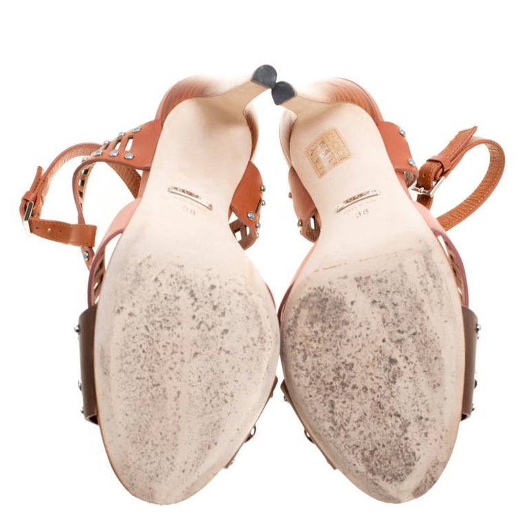 Gucci Multicolor Leather Lika Stone Embellished Sandals Size 38 For ...