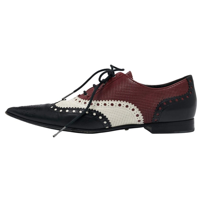 Gucci Multicolor Leather Pointed Toe Brogue Oxford Size 36 For Sale at ...