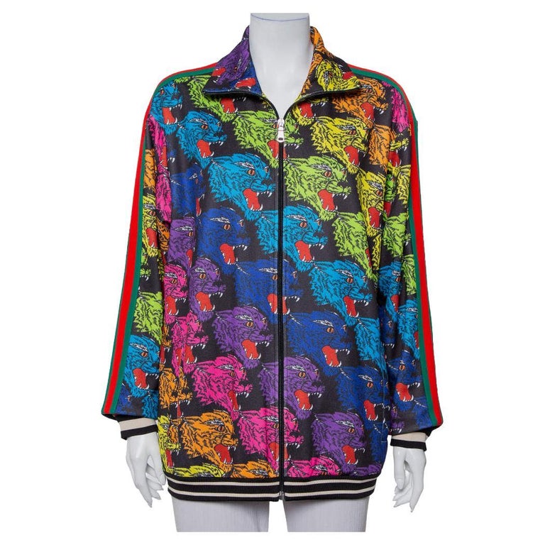 Gucci Multicolor Panther Face Printed Jersey Technical Jacket XS For ...