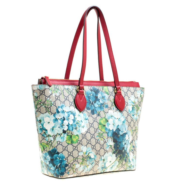 Gucci Multicolor/Red Bloom Print Supreme Canvas and Leather Shopper ...