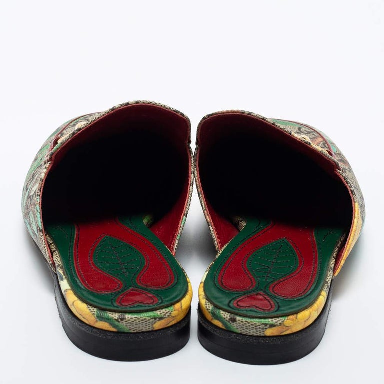 Gucci Multicolor Tian Print GG Supreme Canvas Princetown Flat Mules ...