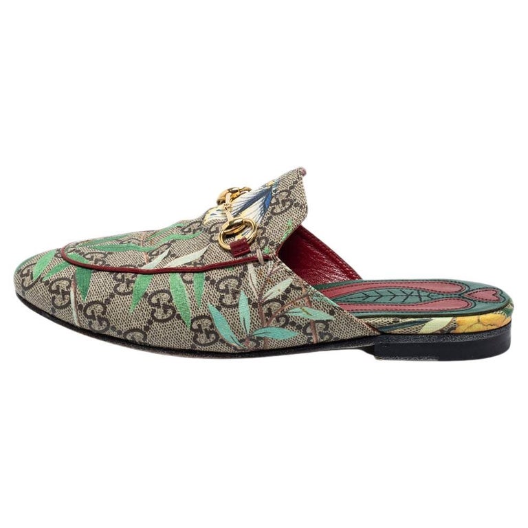 Gucci Multicolor Tian Print GG Supreme Canvas Princetown Flat Mules ...