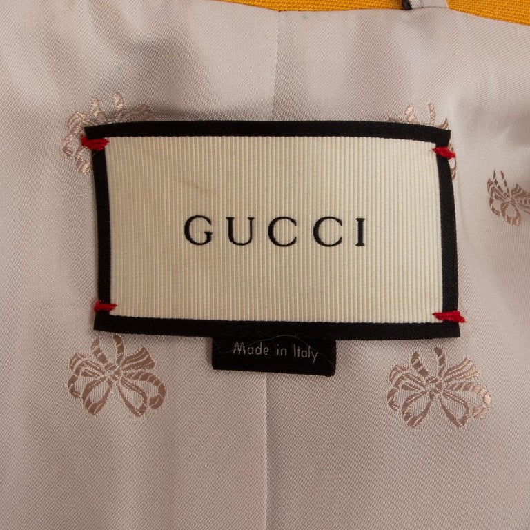 GUCCI mustard yellow silk and wool RUFFLED CROPPED Jacket 36 XXS at 1stDibs