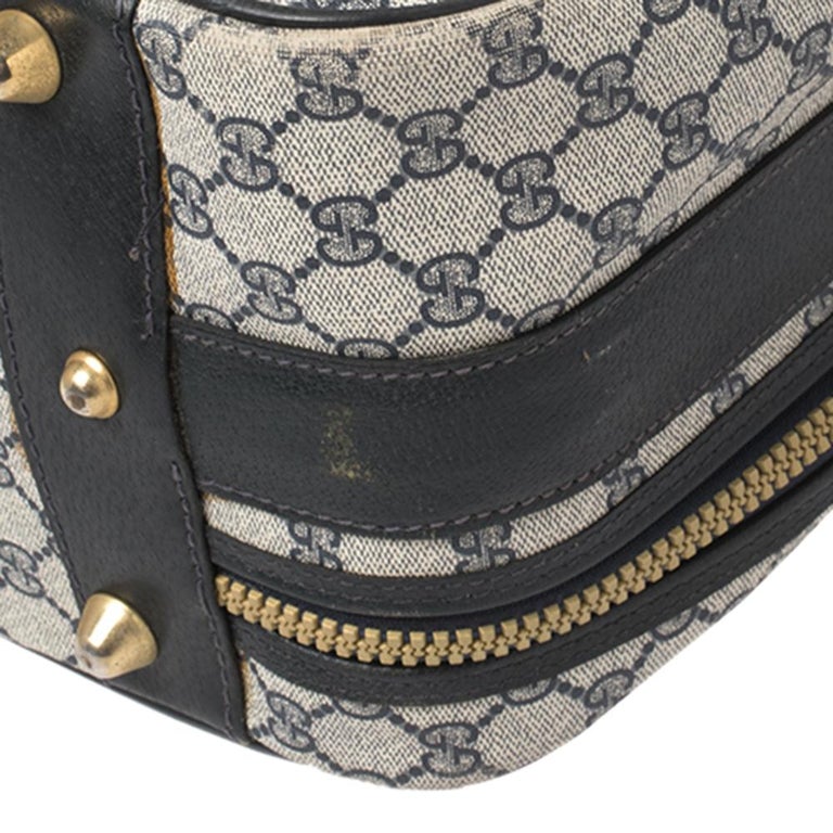 Gucci Navy Blue GG Supreme and Leather Trim Vintage Handheld Suitcase ...