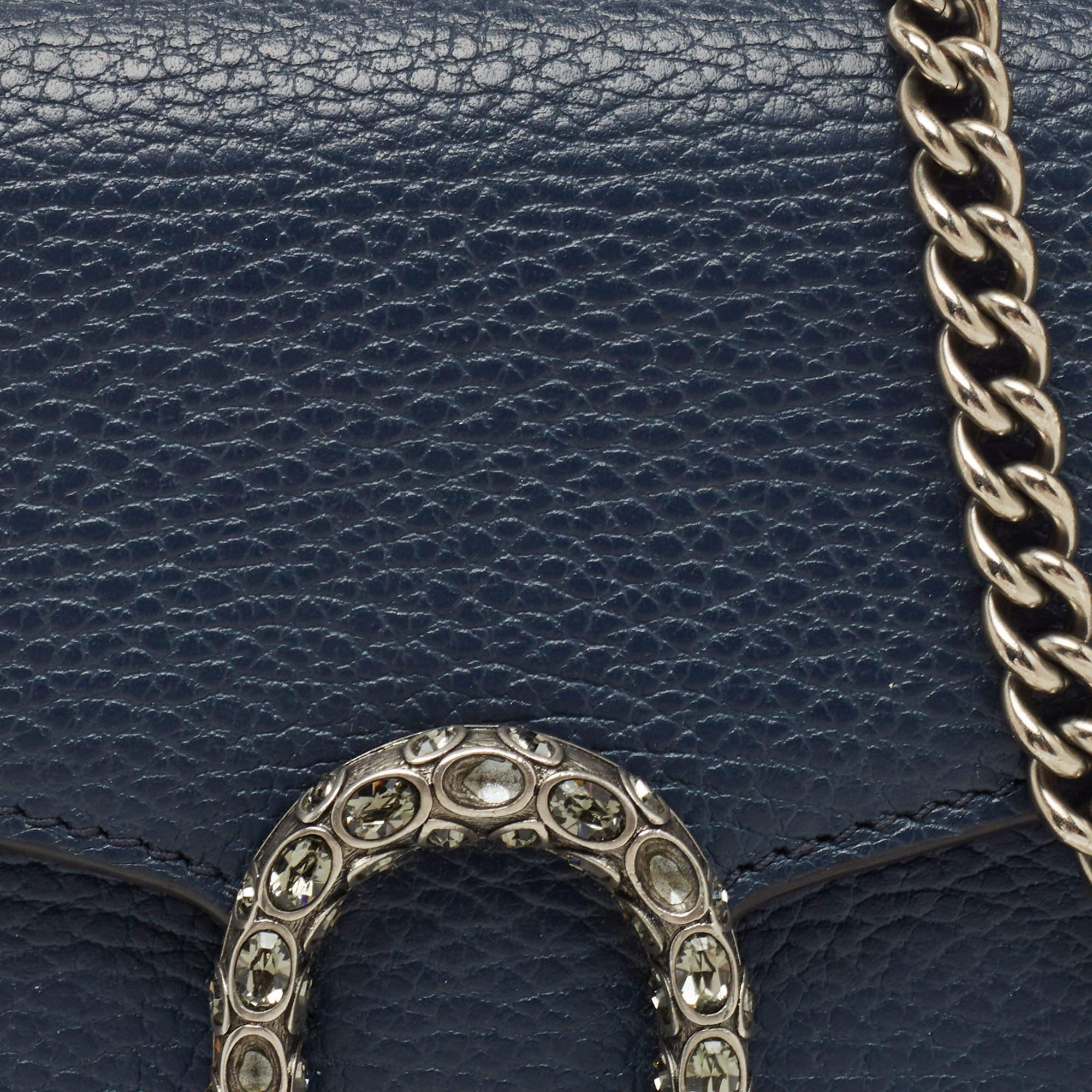 Gucci Navy Blue Leather Mini Dionysus Chain Bag For Sale at 1stDibs