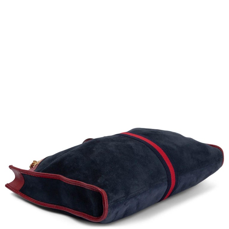 GUCCI navy blue suede and red leather RAJA LARGE TOTE Shoulder Bag For ...