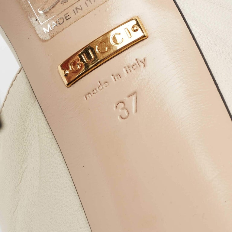 Gucci Navy Blue/White Angel Feline Head Accent T-Strap Platform Pumps ...