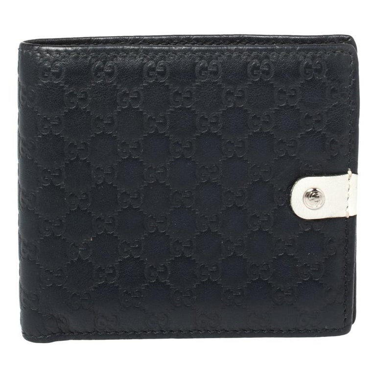 Gucci Navy Blue/White GG Microguccissima Leather Bifold Wallet at 1stDibs